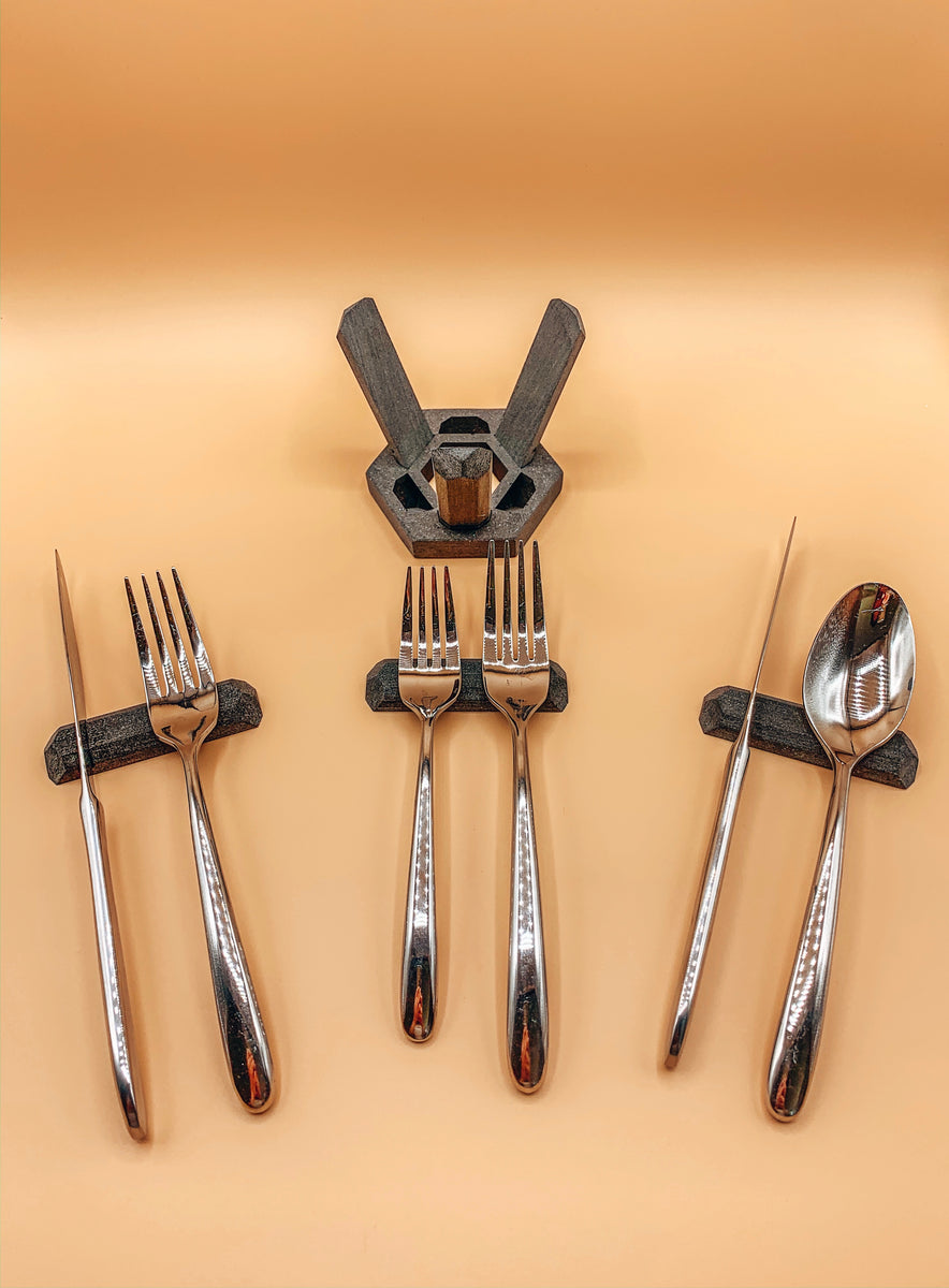 Utensil Rest® | Diamond Rest Silverware Holder | (Charcoal Color) Six ...